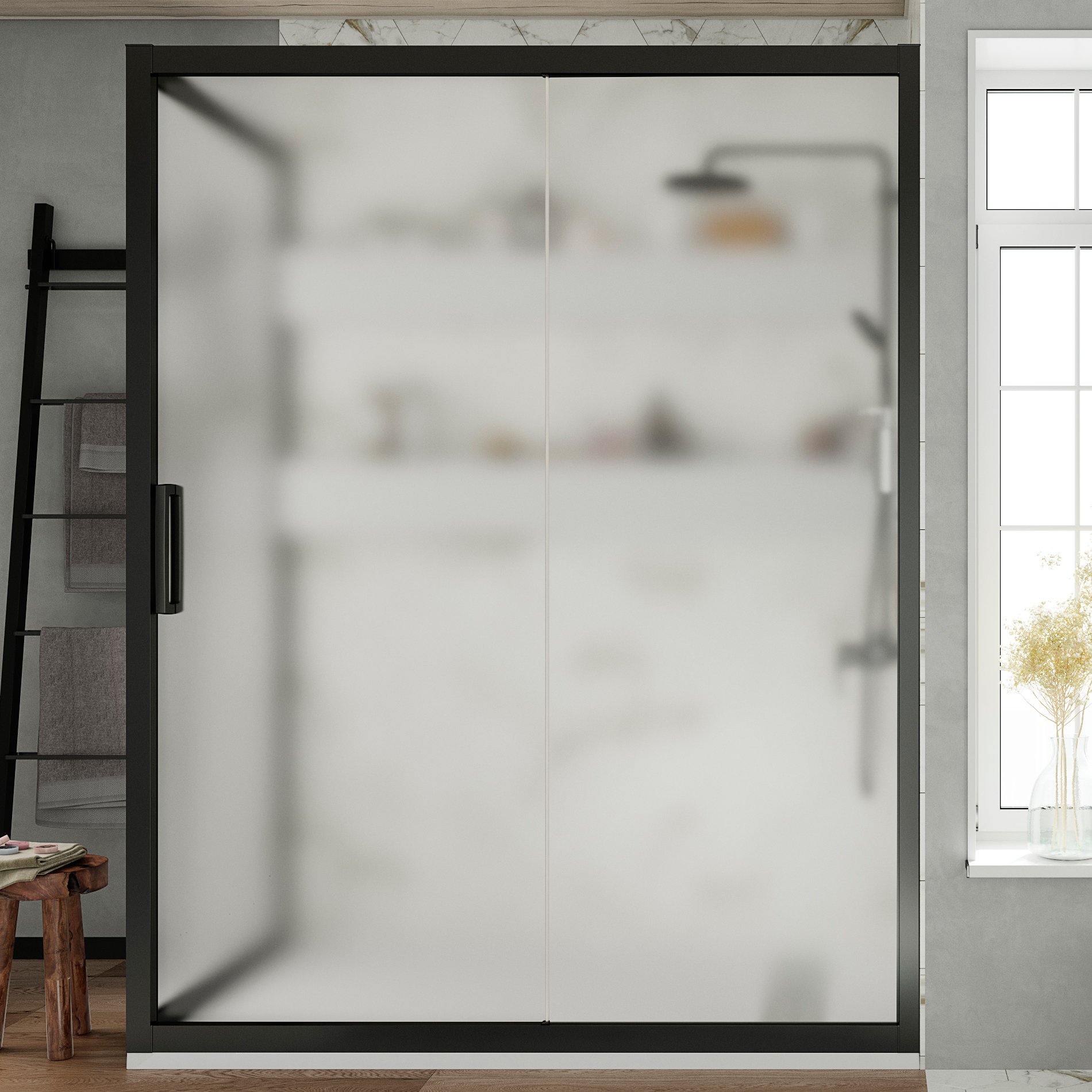 Душевой уголок STWORKI Эстерсунд 160x90 см профиль черный матовое, стекло матовое по цене от ...