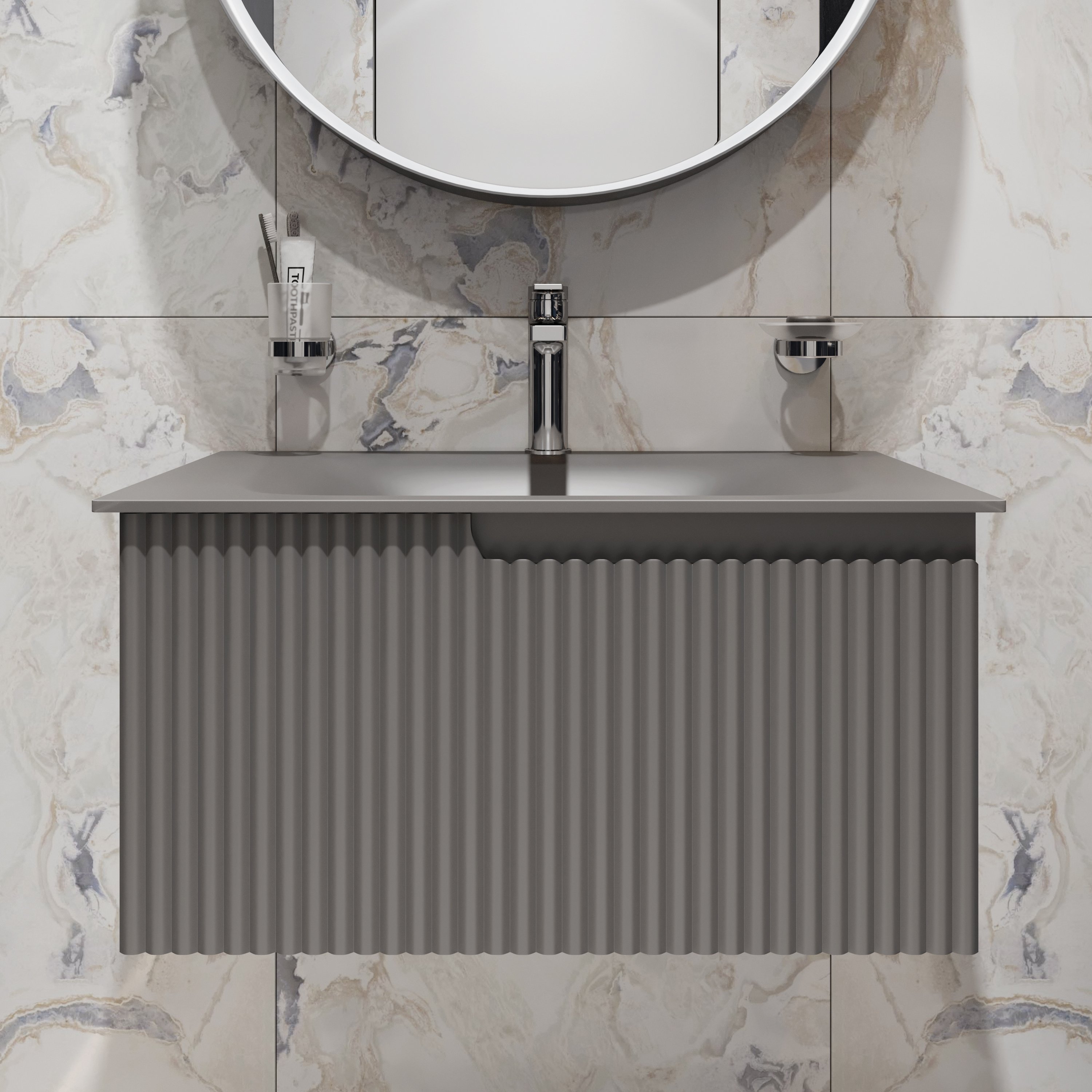 Тумба с раковиной STWORKI Вестфолл 70 серая матовая по цене от производителя (код: 650755 ...