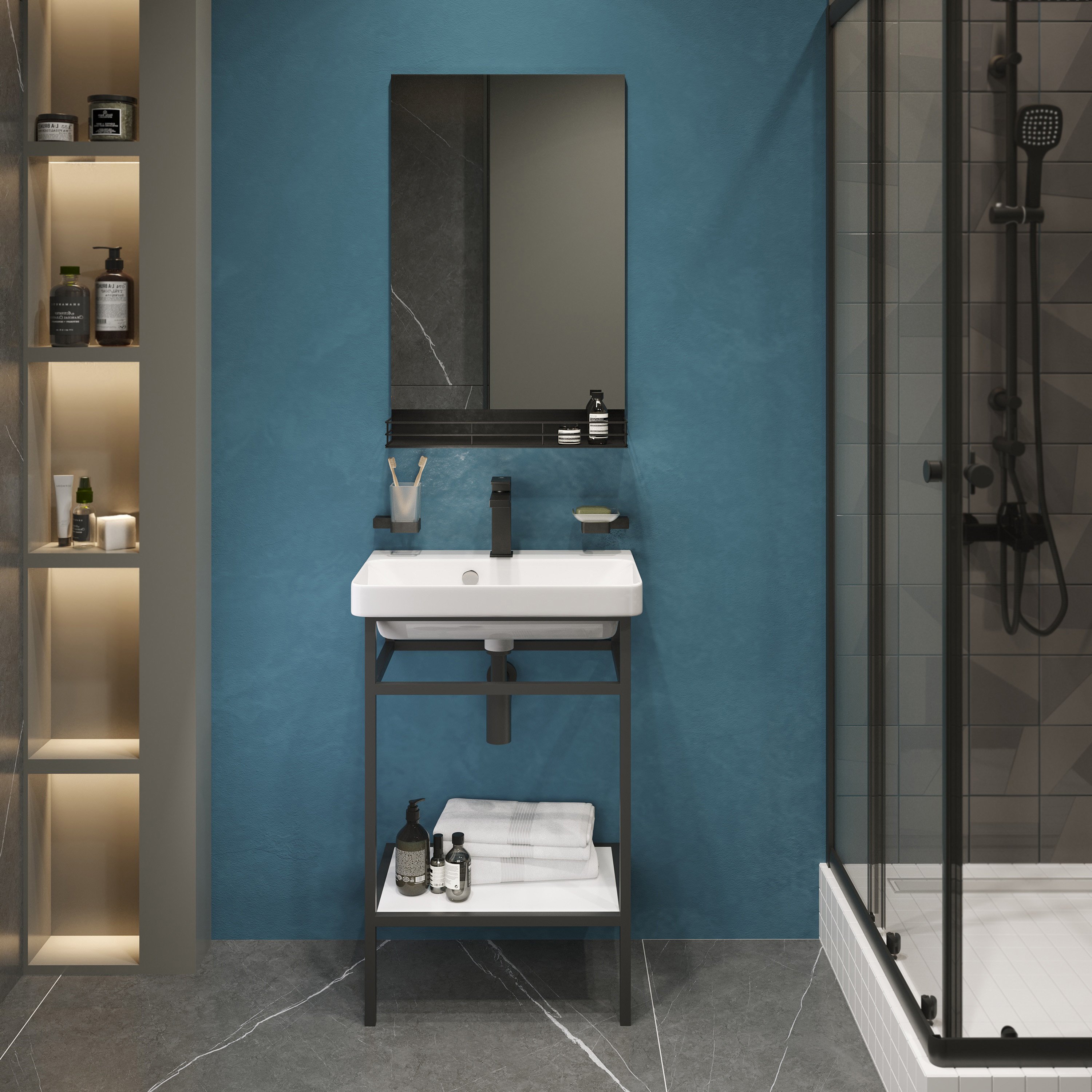 Мебель для ванной комнаты STWORKI Эстфолл 55, черный муар 11055-KL по цене от производителя (код ...