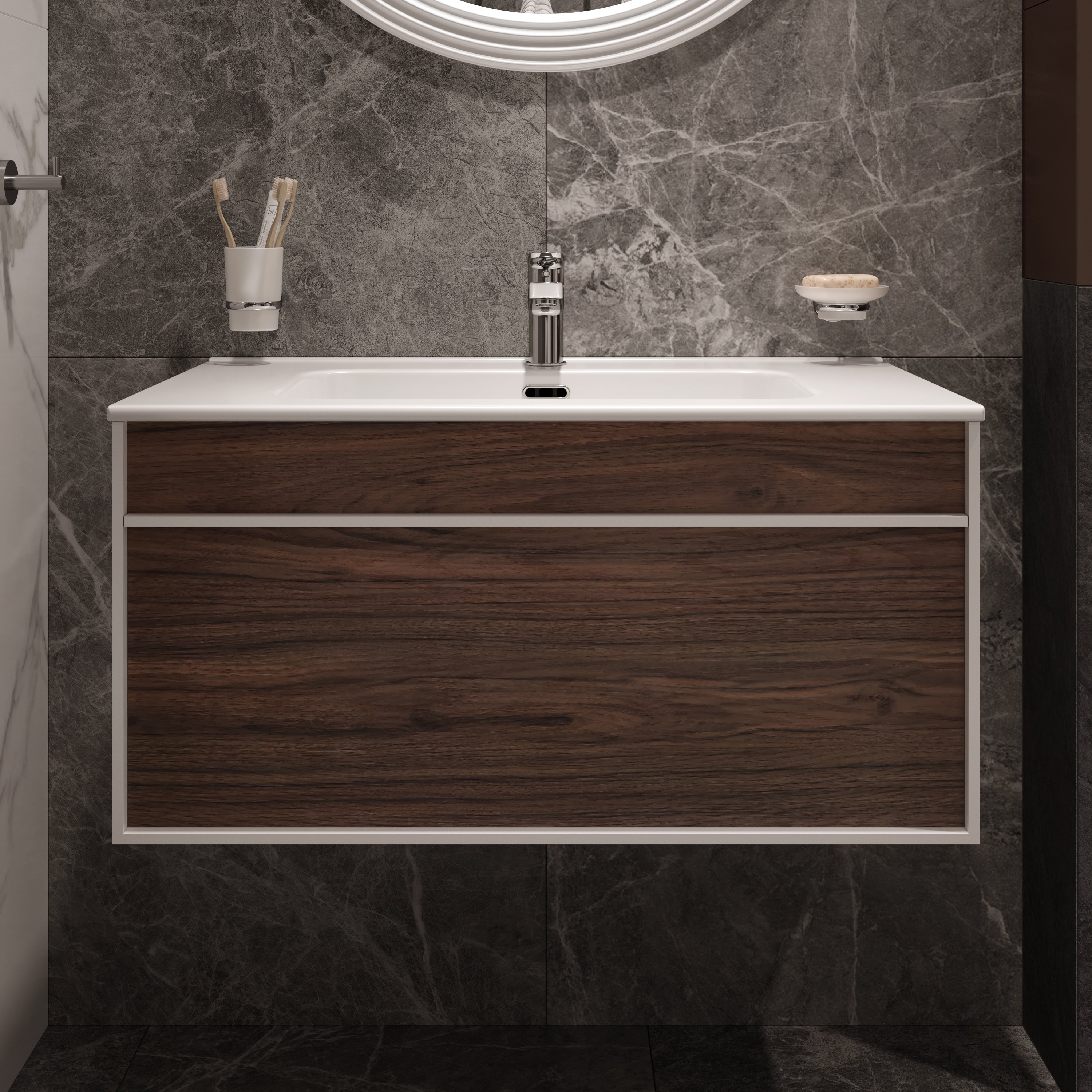 Тумба с раковиной STWORKI Вестервик 80 орех каньон по цене от производителя (код: 643675 ...