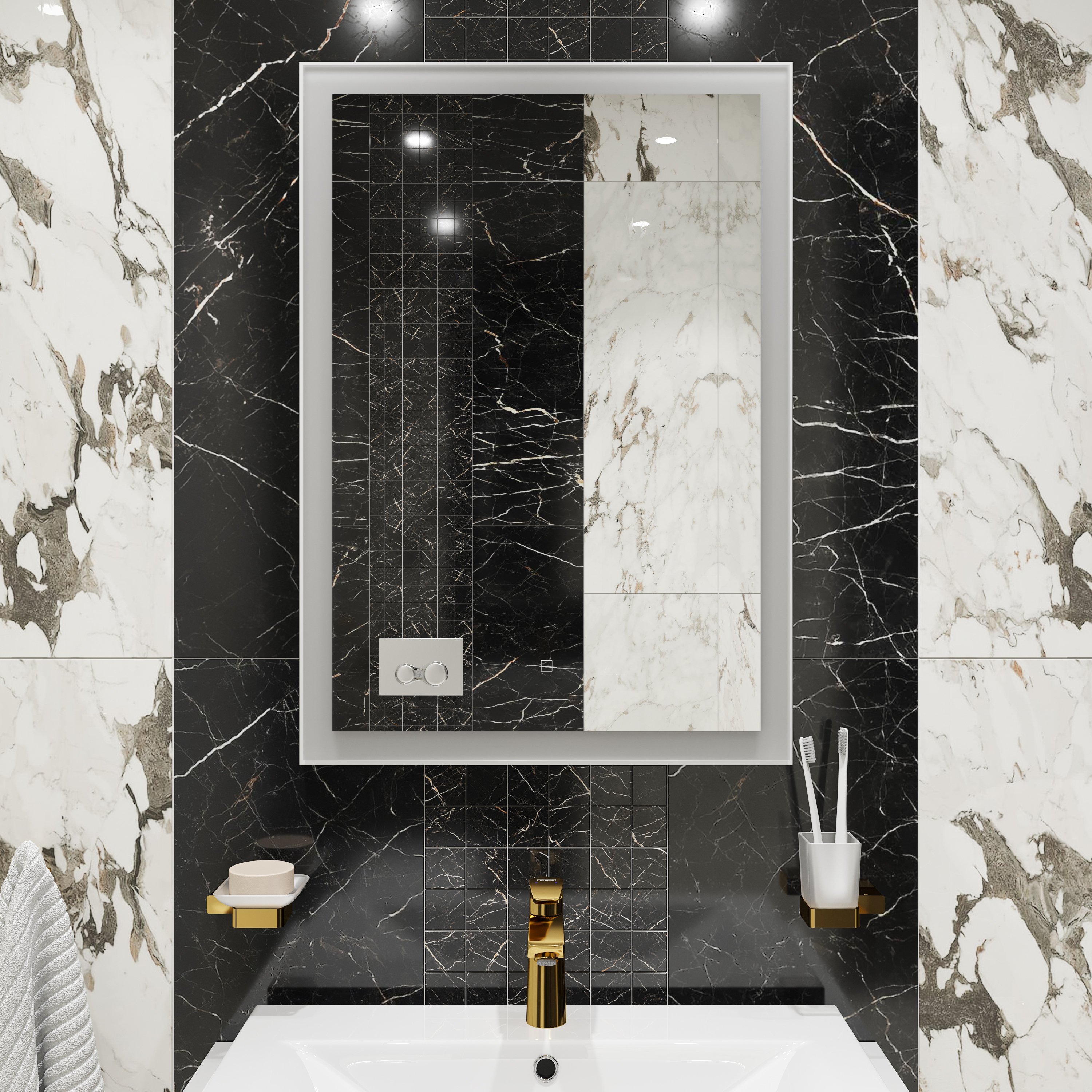 Зеркало STWORKI Эстерсунд 60 белое матовое, с подсветкой, сенсор на зеркале по цене от ...