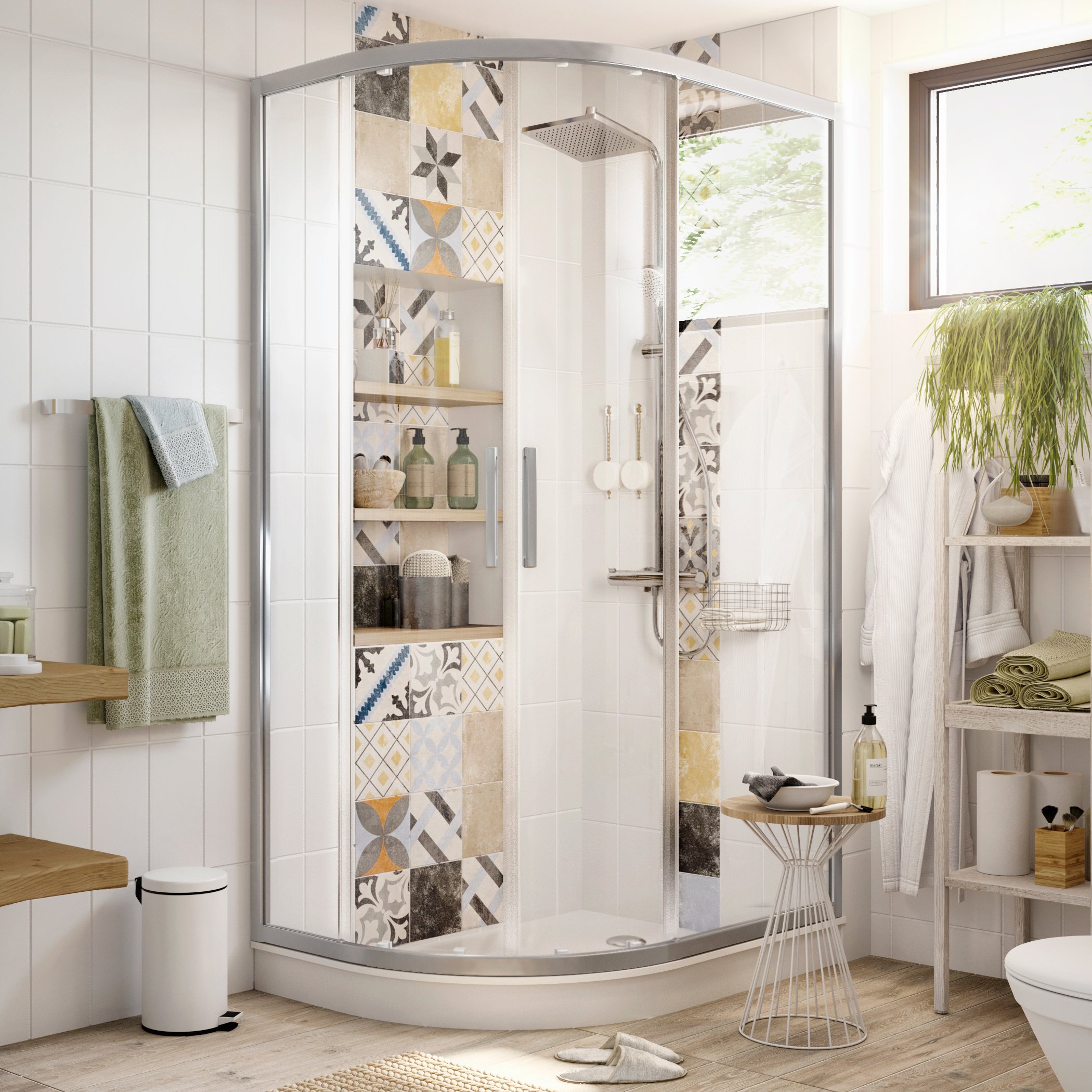 Душевой уголок STWORKI Лунд, 110x90 см профиль хром матовый по цене от производителя (код ...