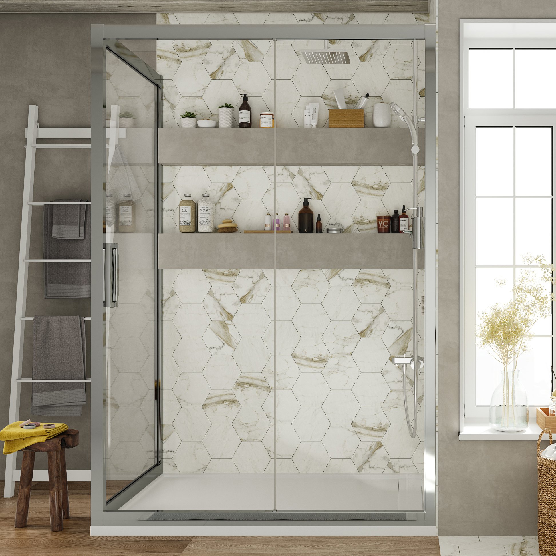 Душевой уголок STWORKI Эстерсунд 110x90 см профиль хром глянец по цене от производителя (код ...