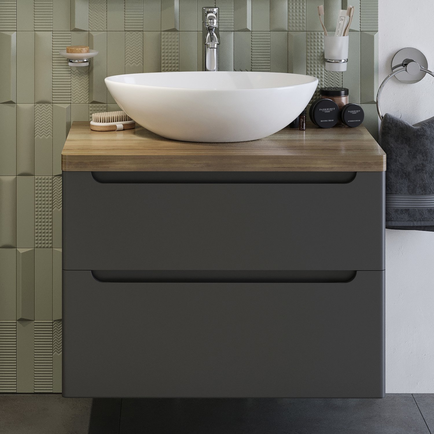 Тумба с раковиной STWORKI Берген 80 серая со светлой столешницей, Moduo 55 Leaf по цене от ...